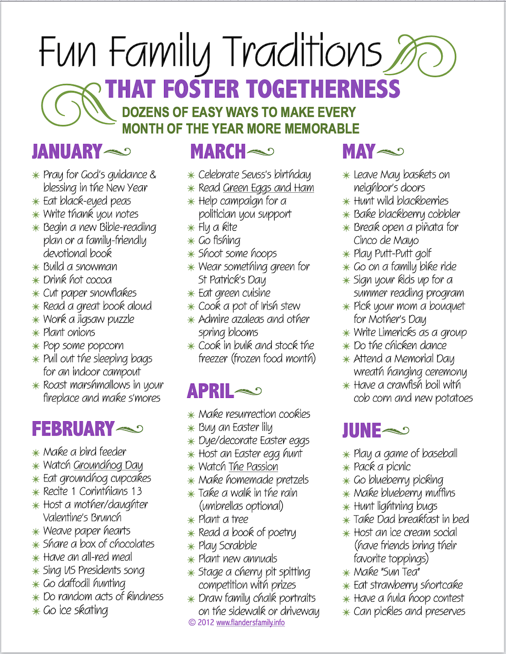 Make Every Month More Memorable - Flanders Family Home Life