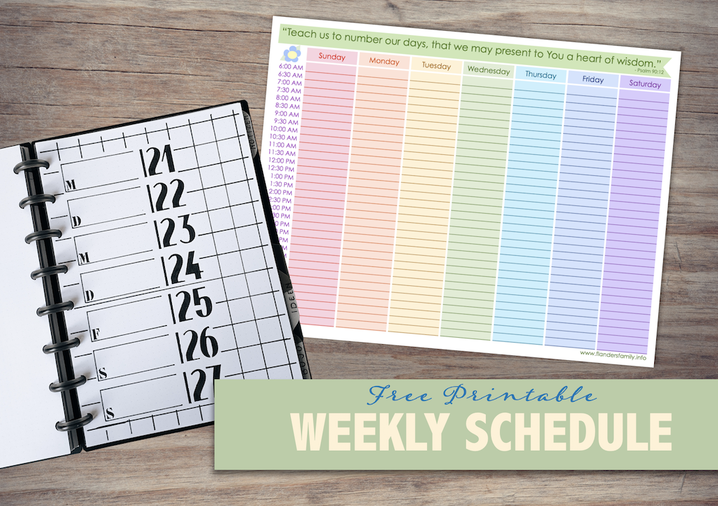 Free Printable Weekly Schedule - Flanders Family Home Life