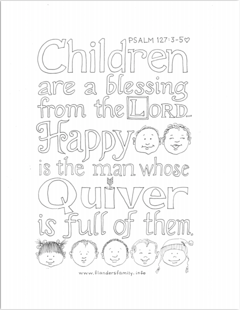 Children are a Blessing Coloring Page - Flanders Family Home Life