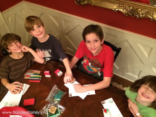 Our Christmas Card Assembly Line - Flanders Family Homelife