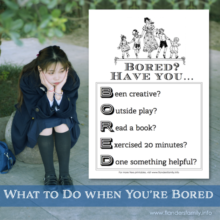 What to Do When You're Bored (Free Printable) - Flanders Family Home Life