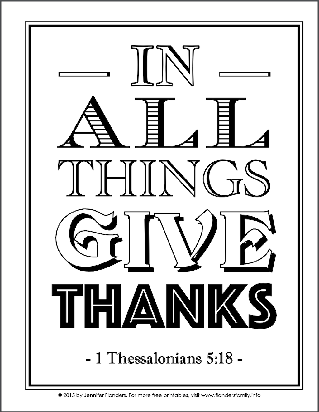 In All Things Give Thanks Coloring Page - Flanders Family Home Life