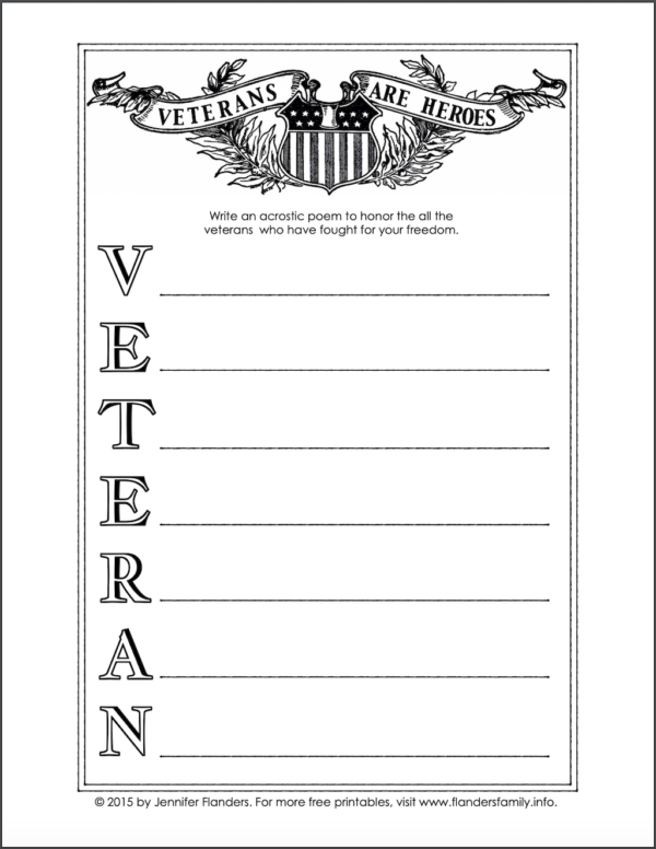 Free Veteran's Day Printables - Flanders Family Home Life