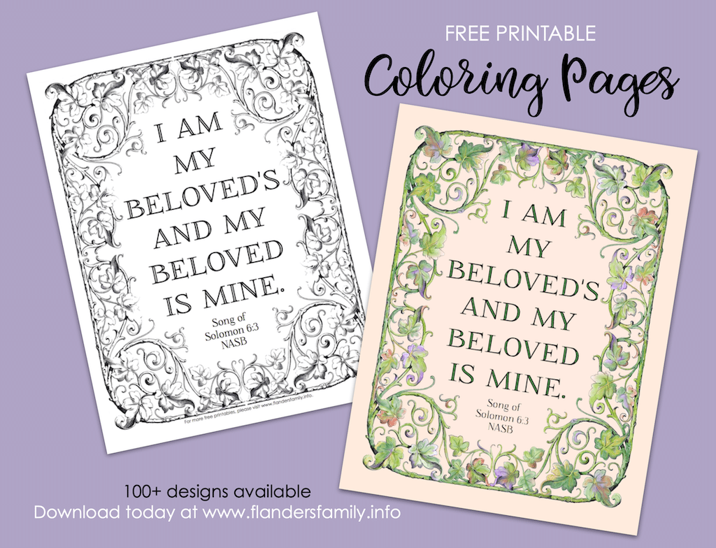 My Beloved is Mine Coloring Page - Flanders Family Homelife