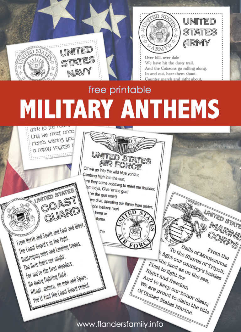 Free Printable Military Anthems - Flanders Family Home Life