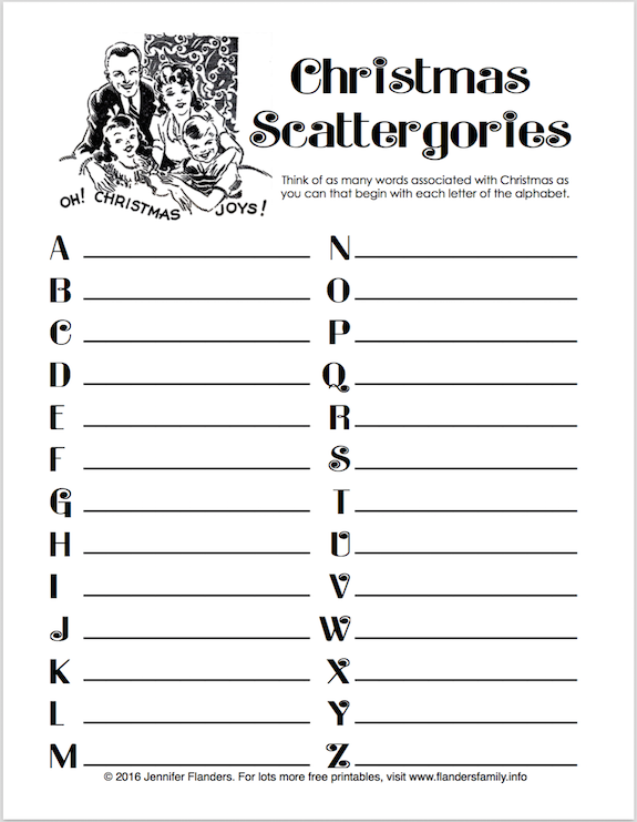 Christmas Scattergories Game (Free Printable) - Flanders Family Homelife