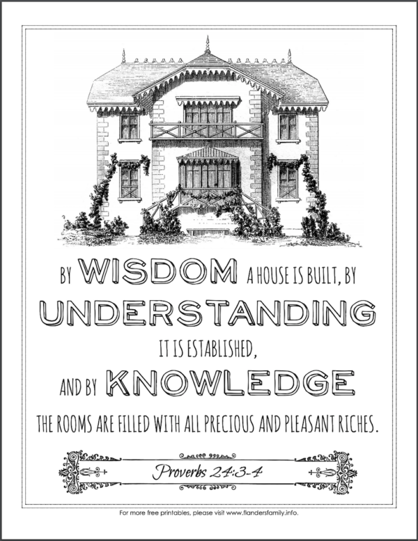 By Wisdom a House is Built (Coloring Page) - Flanders Family Homelife
