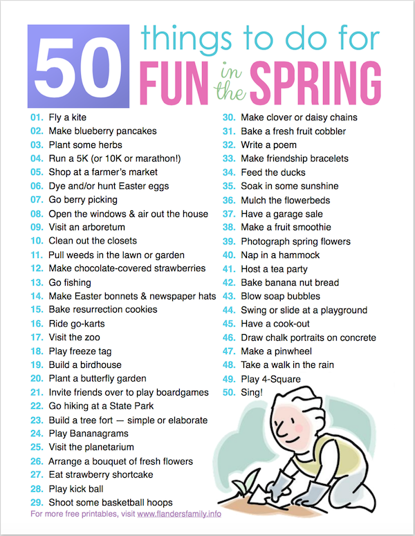 50 Fun Ideas for Spring (Free Printable) - Flanders Family Home Life