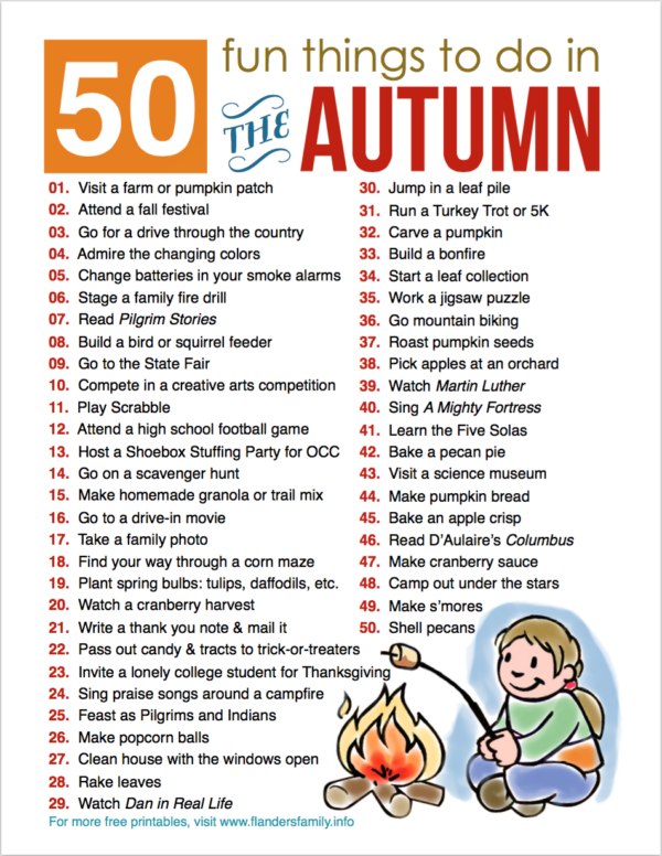 50 Fun Activities for Fall (Free Printable) - Flanders Family Home Life