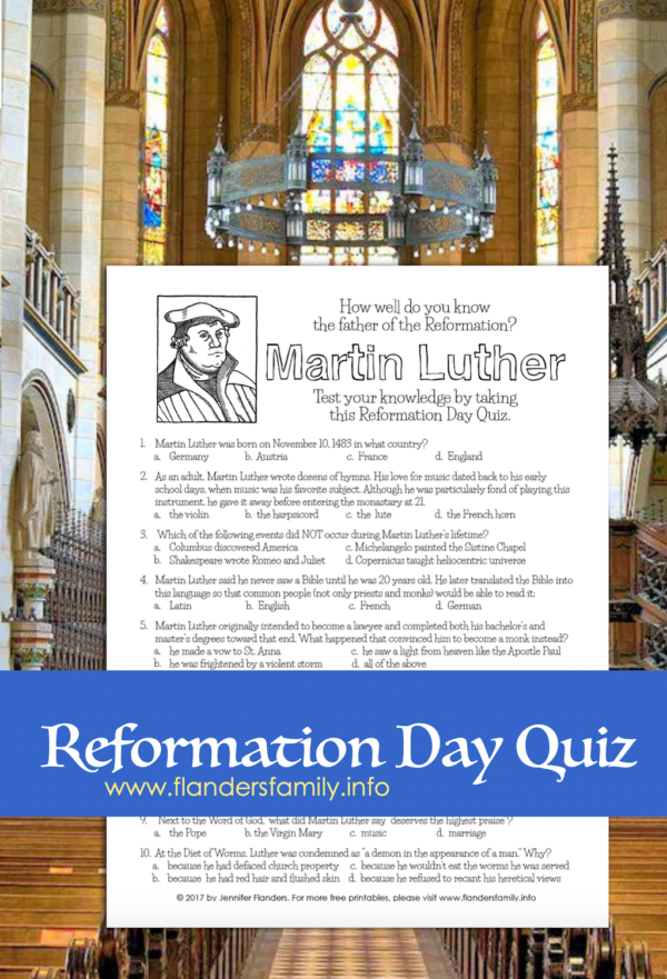 Reformation Day Quiz (with Answer Key) - Flanders Family Home Life