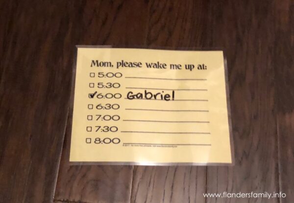 Free Printable Wake Up Reminder - Flanders Family Homelife