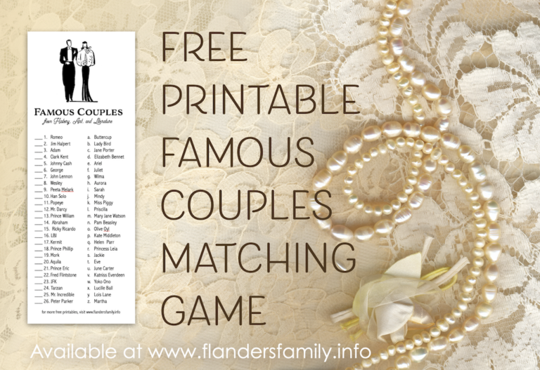 Famous Couples Matching Game - Flanders Family Home Life