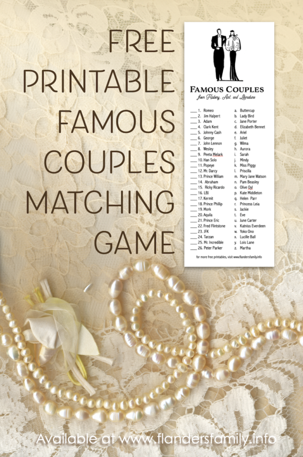 Famous Couples Matching Game - Flanders Family Homelife