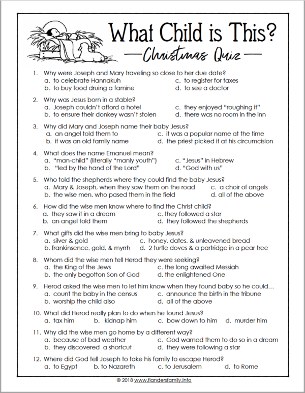 What Child Is This? Christmas Quiz - Flanders Family Home Life