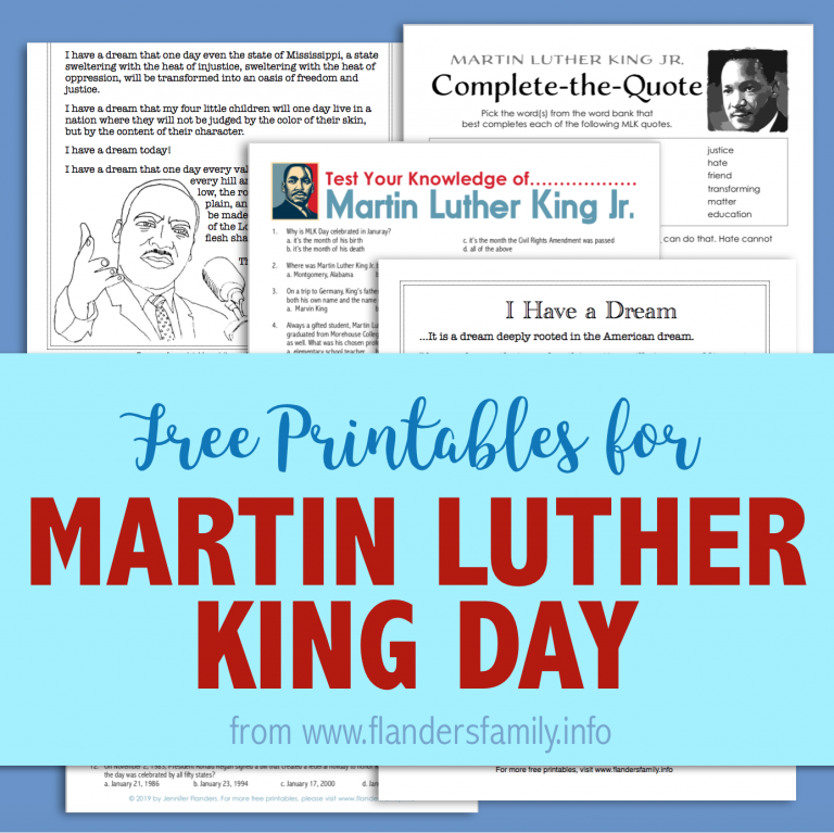 I Have a Dream! (Free Printables for MLK Day) - Flanders Family Home Life