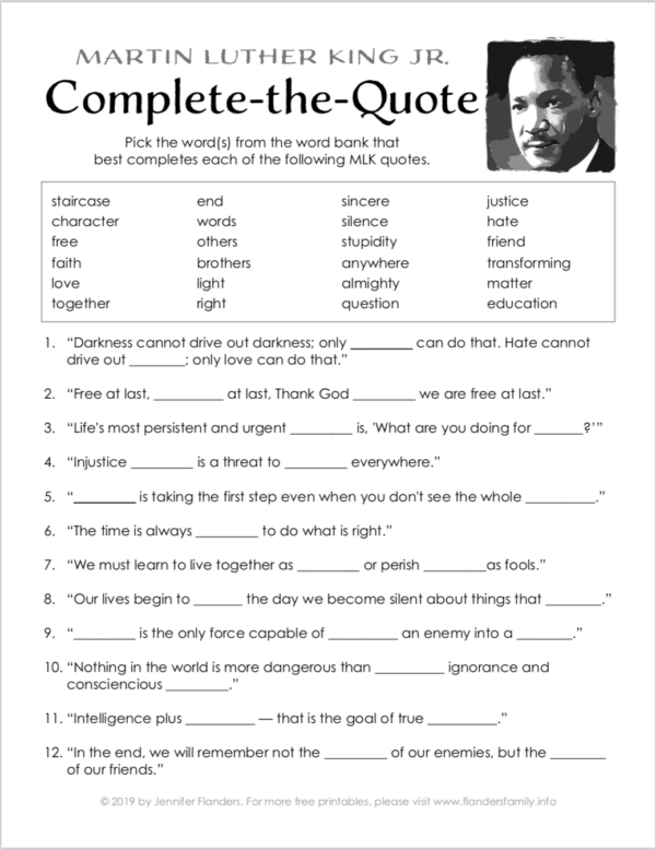 I Have a Dream! (Free Printables for MLK Day) - Flanders Family Home Life
