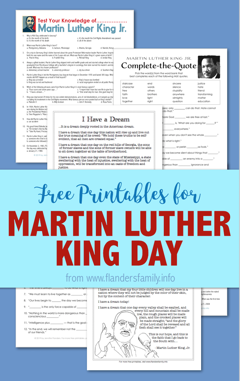 I Have a Dream! (Free Printables for MLK Day) - Flanders Family Home Life