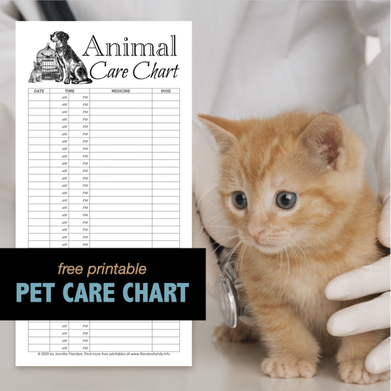 Animal Care Chart (Free Printable) - Flanders Family Home Life