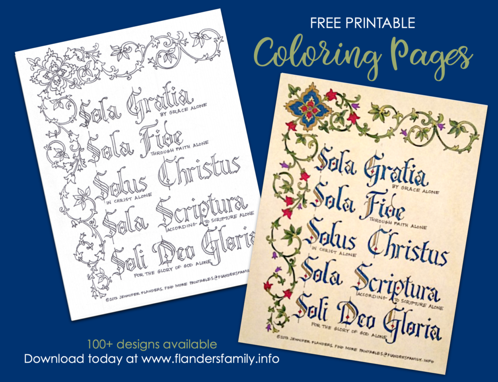 Five Solas Coloring Page - Flanders Family Home Life