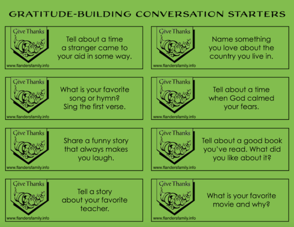 Conversation Starters for Thanksgiving - Flanders Family Homelife
