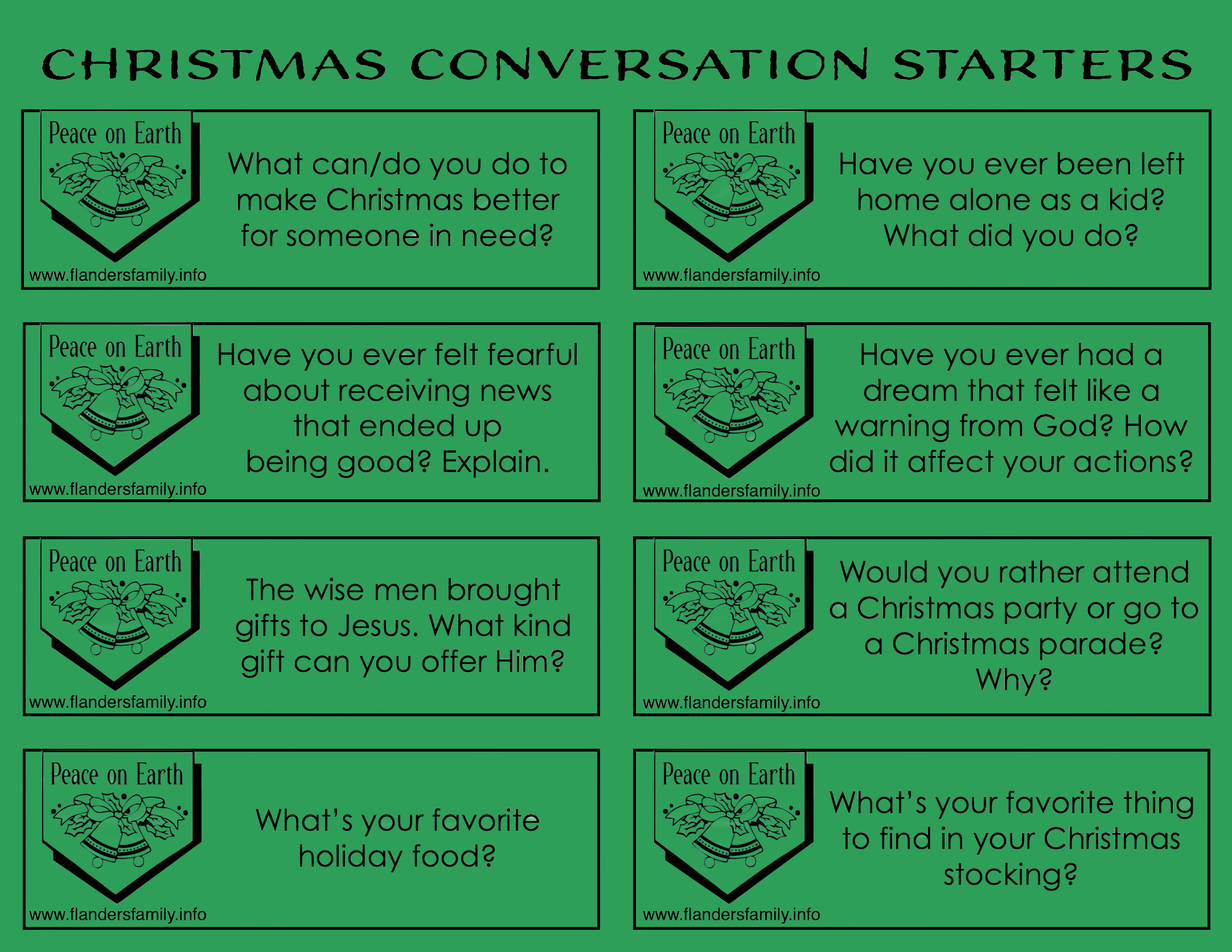 Christmas Conversation Starters - Flanders Family Homelife