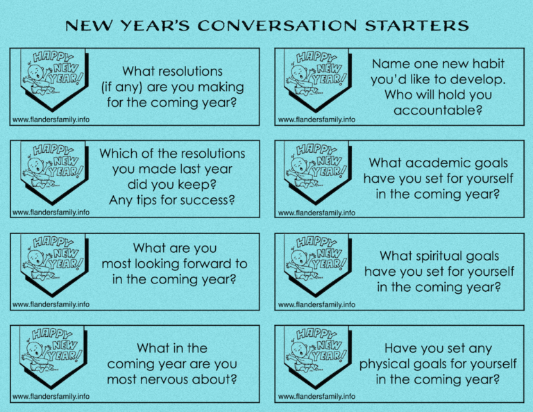 New Year Conversation Starters - Flanders Family Home Life
