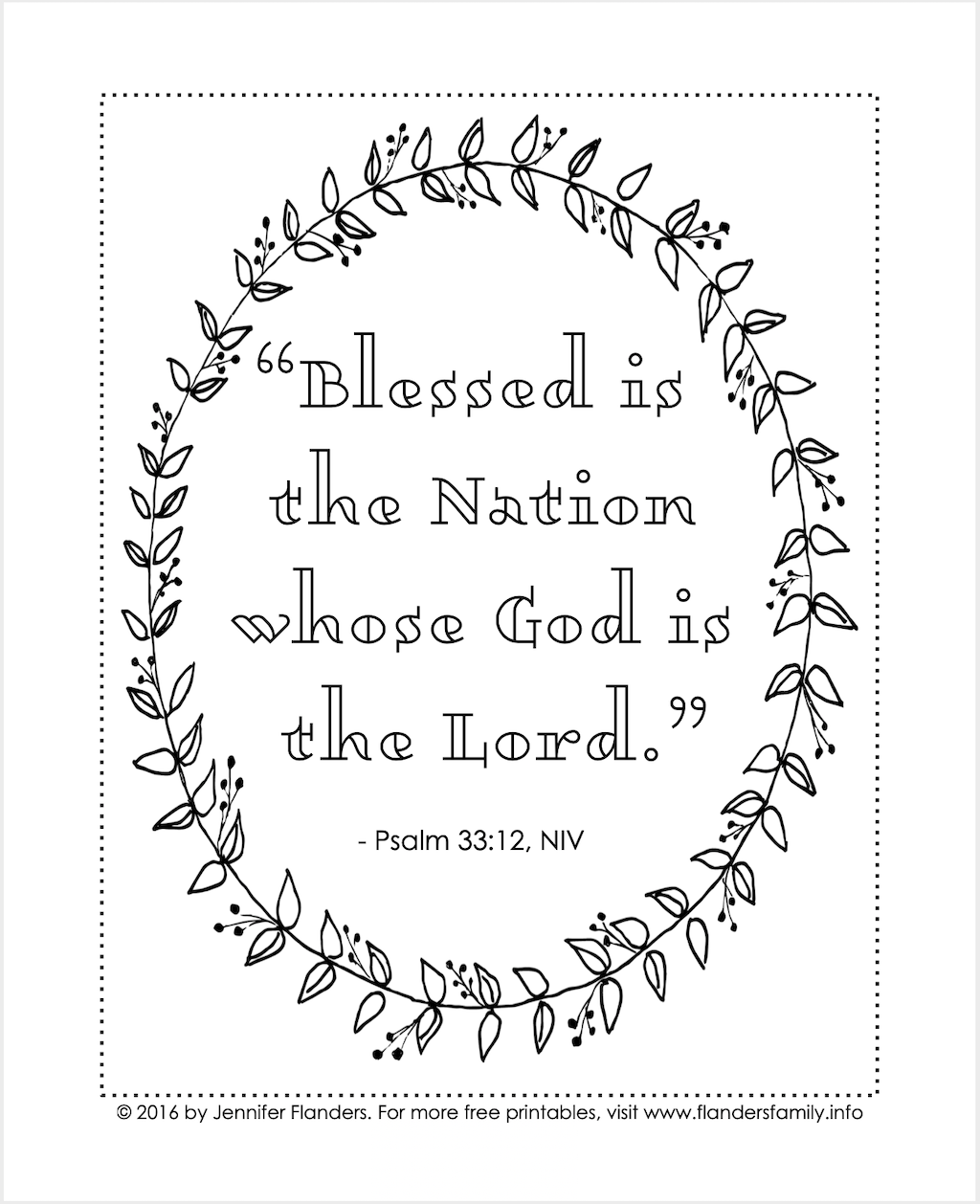 Blessed Nation Coloring Page - Flanders Family Home Life