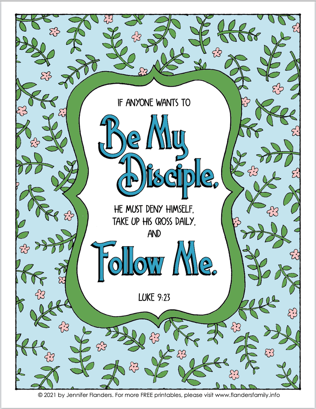 Be My Disciple Coloring Page - Flanders Family Home Life