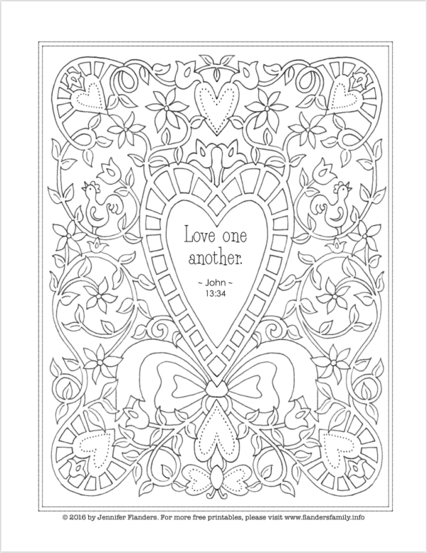 Love One Another Coloring Page - Flanders Family Home Life