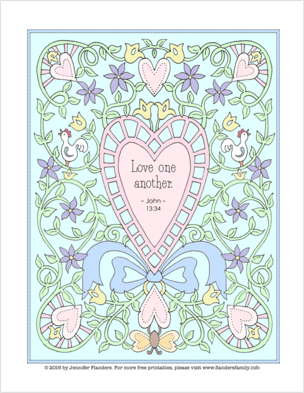 Love One Another Coloring Page - Flanders Family Home Life