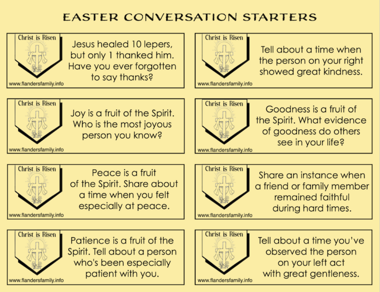 Easter Conversation Starters (Free Printable) - Flanders Family Home Life