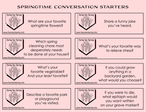 Springtime Conversation Starters - Flanders Family Home Life