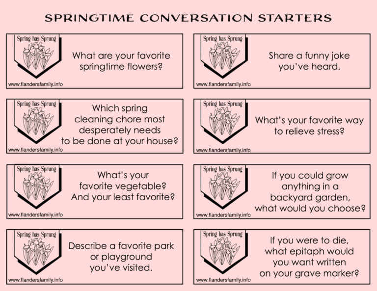 Springtime Conversation Starters - Flanders Family Home Life