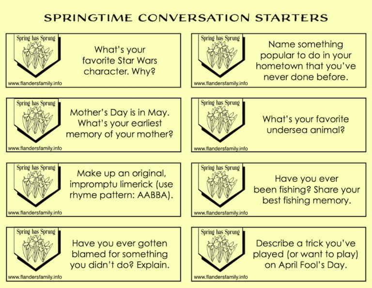 Springtime Conversation Starters - Flanders Family Home Life