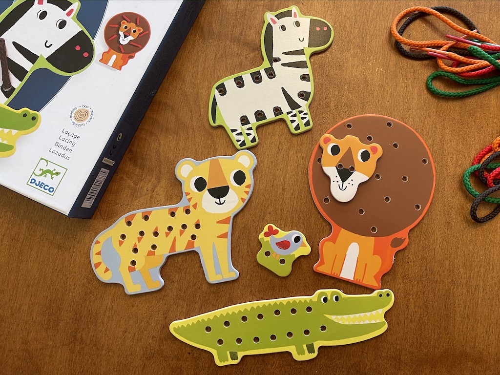 Wooden Lacing Zoo Animals (Timberdoodle Review) - Flanders Family Homelife