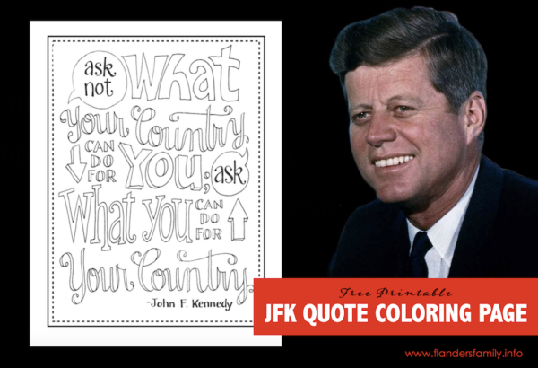 JFK Quote Coloring Page - Flanders Family Home Life