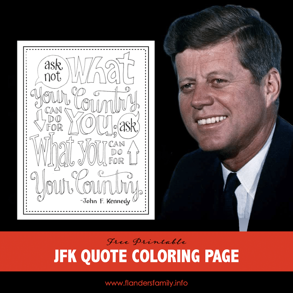 JFK Quote Coloring Page - Flanders Family Homelife