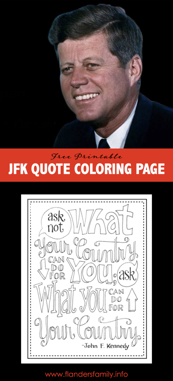 JFK Quote Coloring Page - Flanders Family Home Life