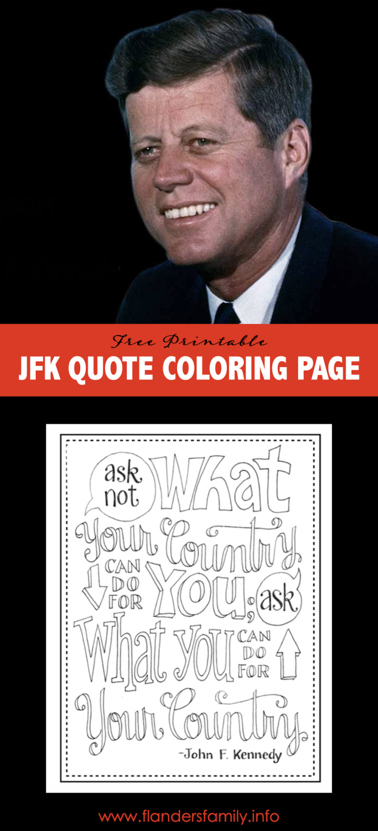 JFK Quote Coloring Page - Flanders Family Home Life
