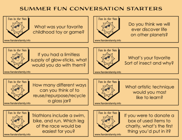 Summertime Conversation Starters - Flanders Family Home Life