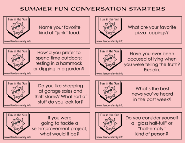 Summertime Conversation Starters - Flanders Family Home Life