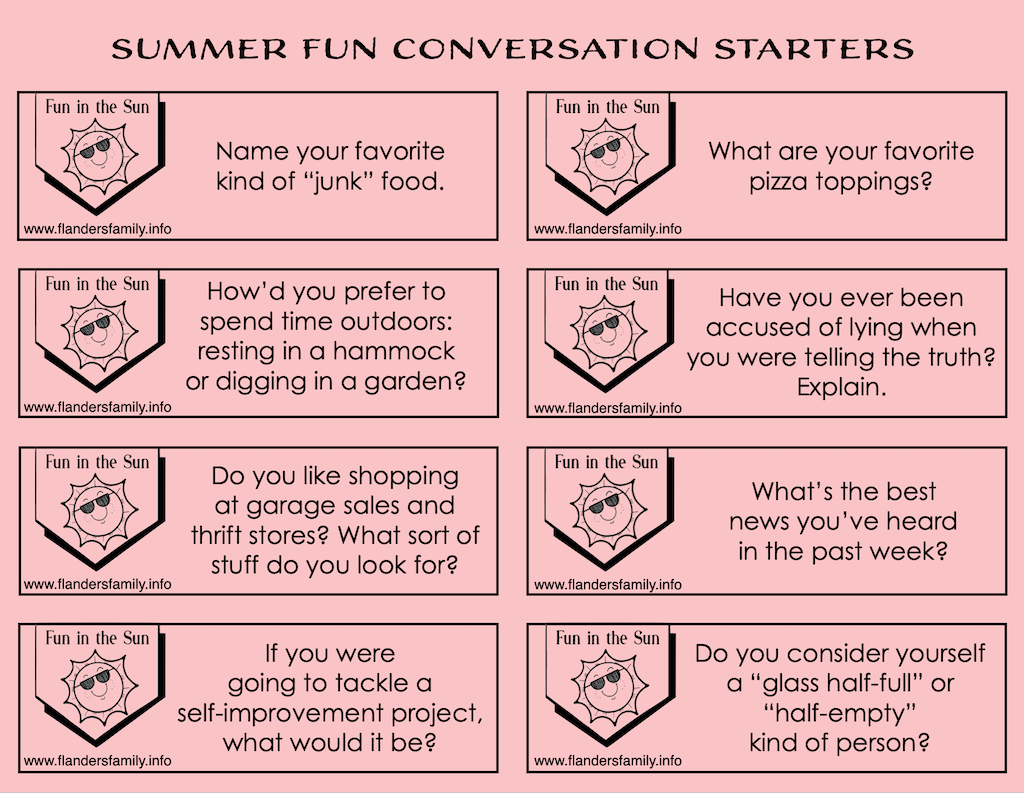 Summertime Conversation Starters - Flanders Family Homelife