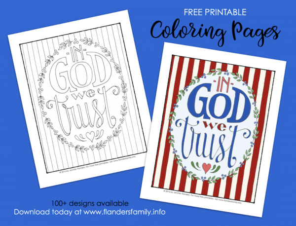 In God We Trust Coloring Page - Flanders Family Home Life