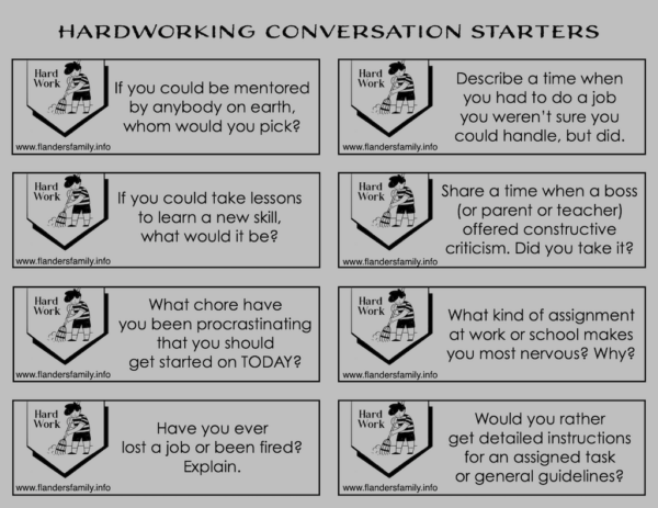 Hardworking Conversation Starters - Flanders Family Homelife