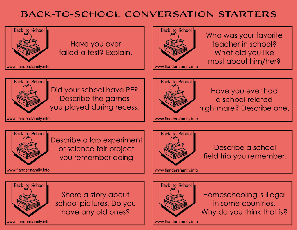 Back-to-School Conversation Starters - Flanders Family Home Life