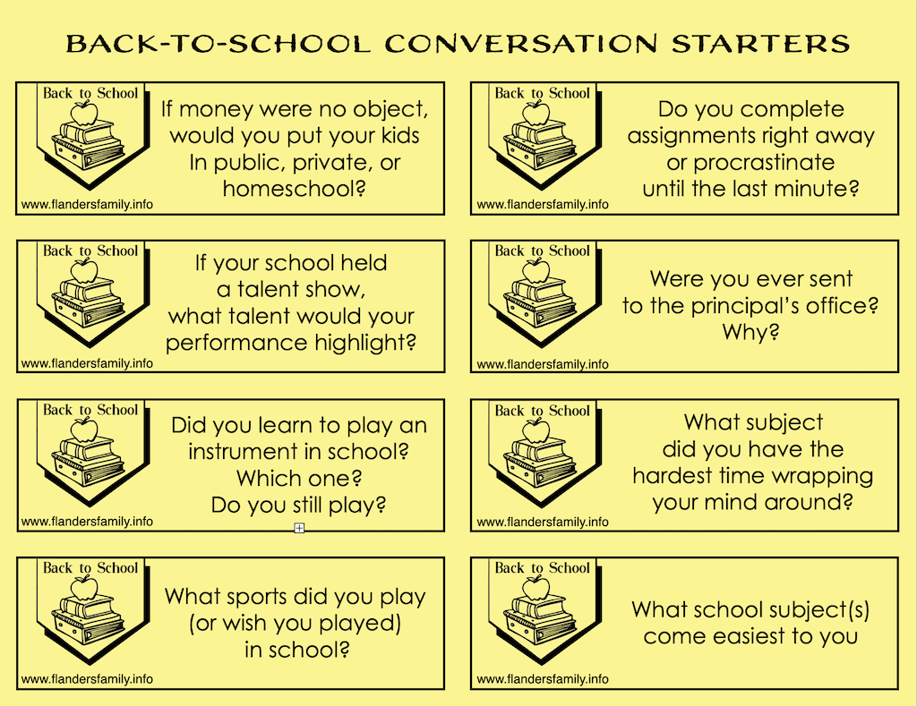 Back-to-School Conversation Starters - Flanders Family Home Life