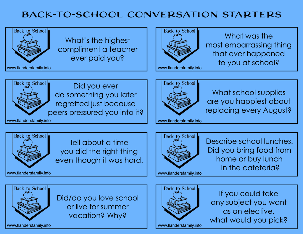 Back-to-School Conversation Starters - Flanders Family Home Life