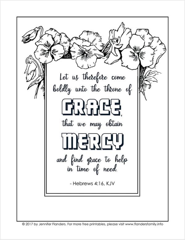 Grace and Mercy Coloring Page - Flanders Family Homelife