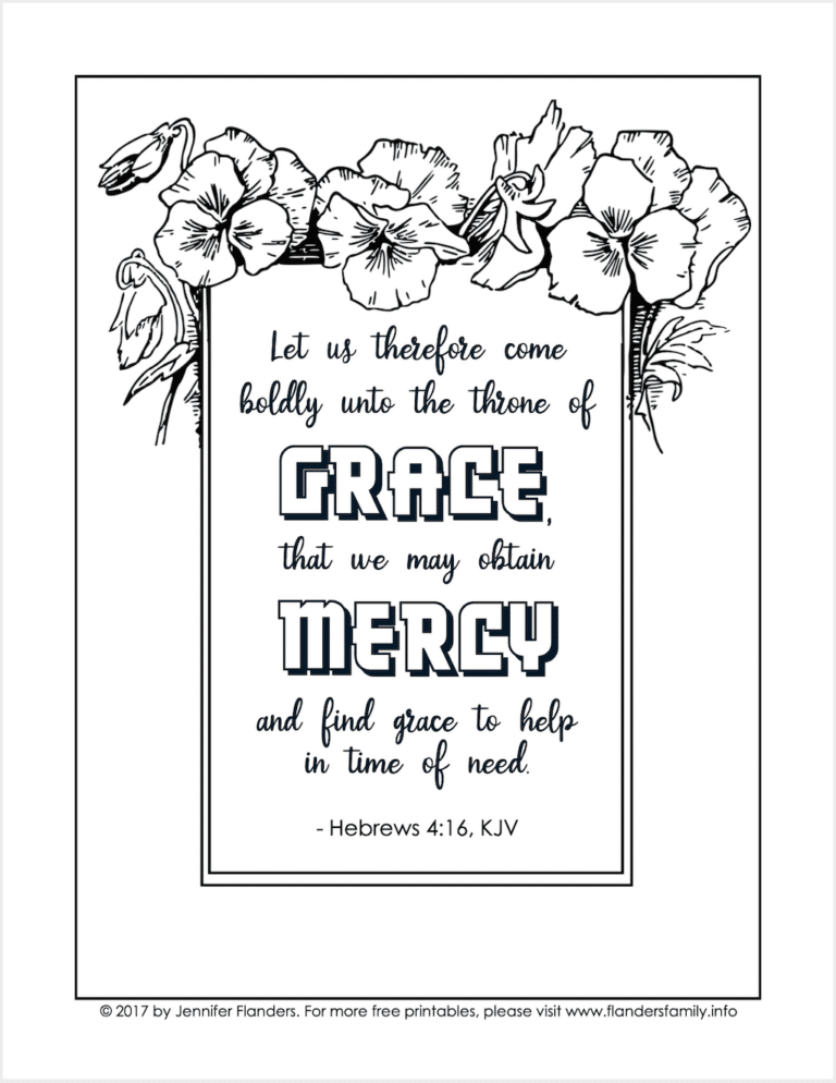 Grace and Mercy Coloring Page - Flanders Family Homelife