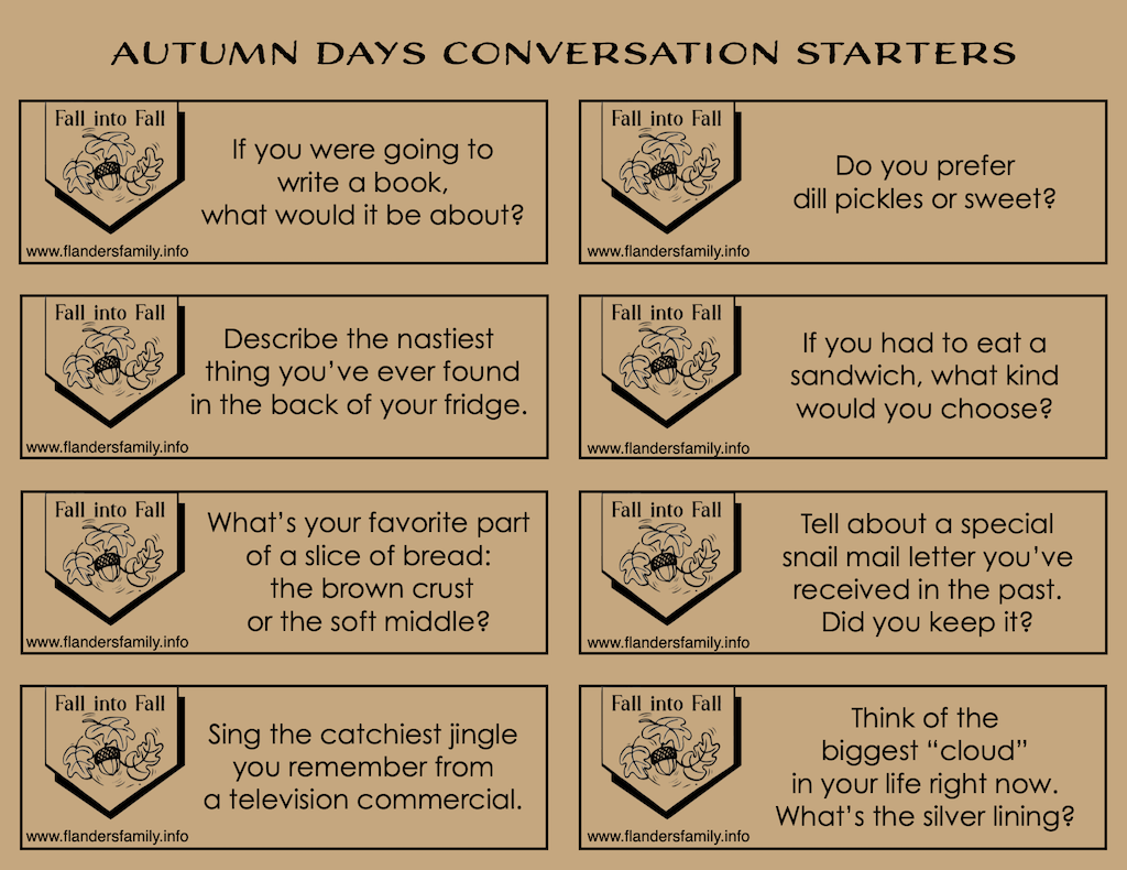 Autumn Days Conversation Starters - Flanders Family Homelife